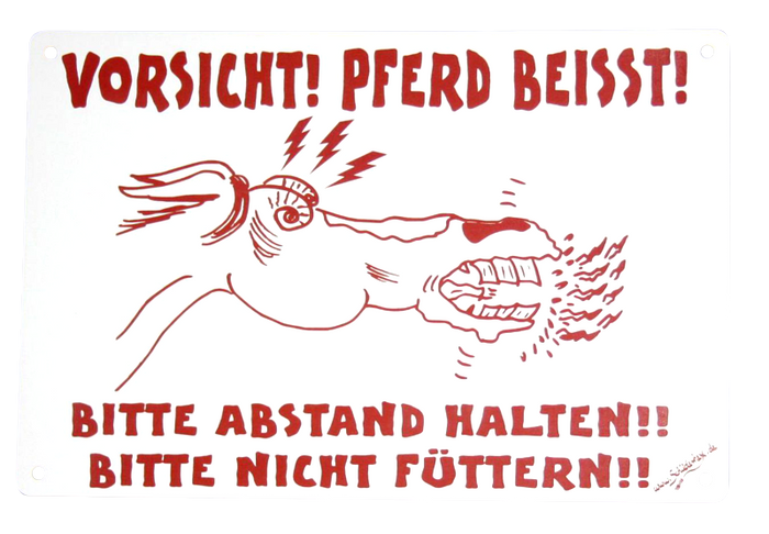 Warnschild Pferd beißt - Bissiges Pferd - LASERGRAVUR Pf009 – Schilderhex